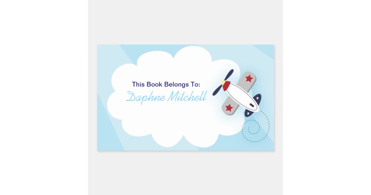 Aviator Airplane Custom Book Plate Sticker | Zazzle