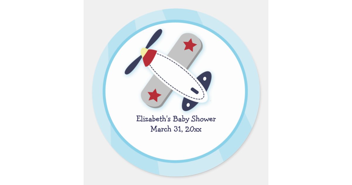 Aviator Airplane Custom Favor Stickers 3 inch | Zazzle