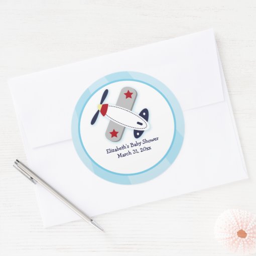 Aviator Airplane Custom Favor Stickers 3 inch | Zazzle
