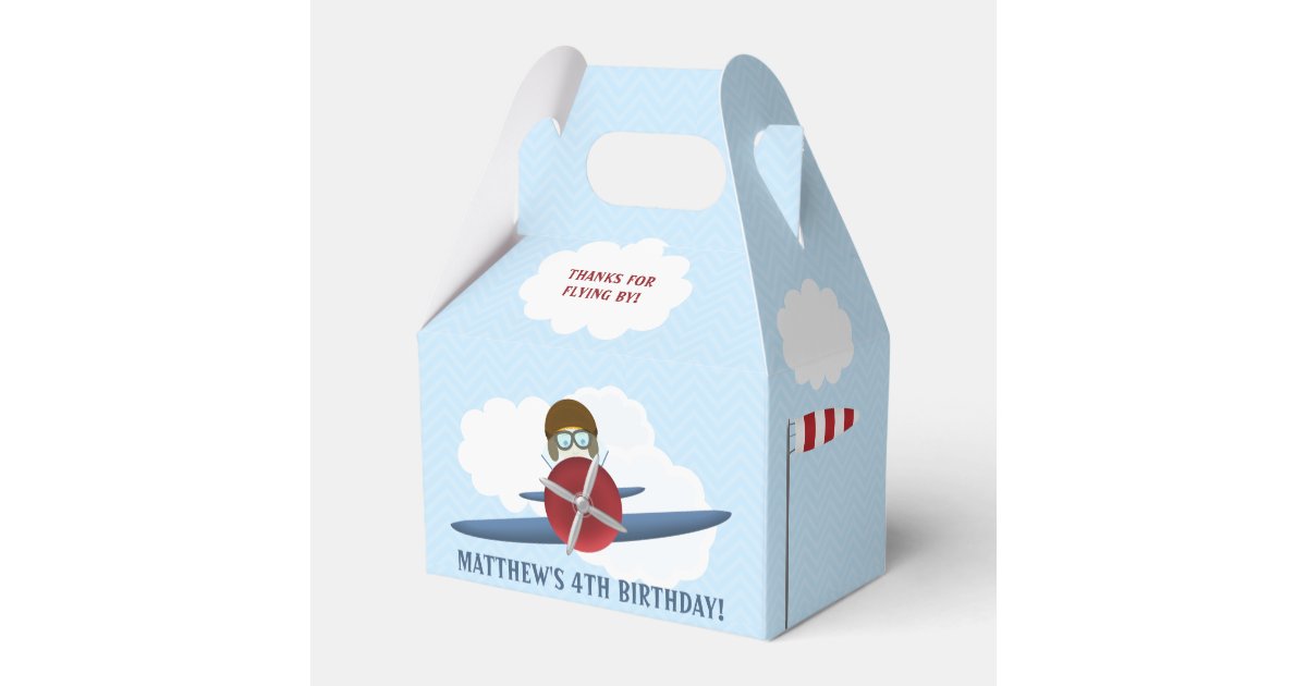 Aviator and His Plane Favor Boxes | Zazzle