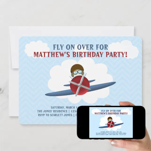 Aviator and His Plane Invitation | Zazzle
