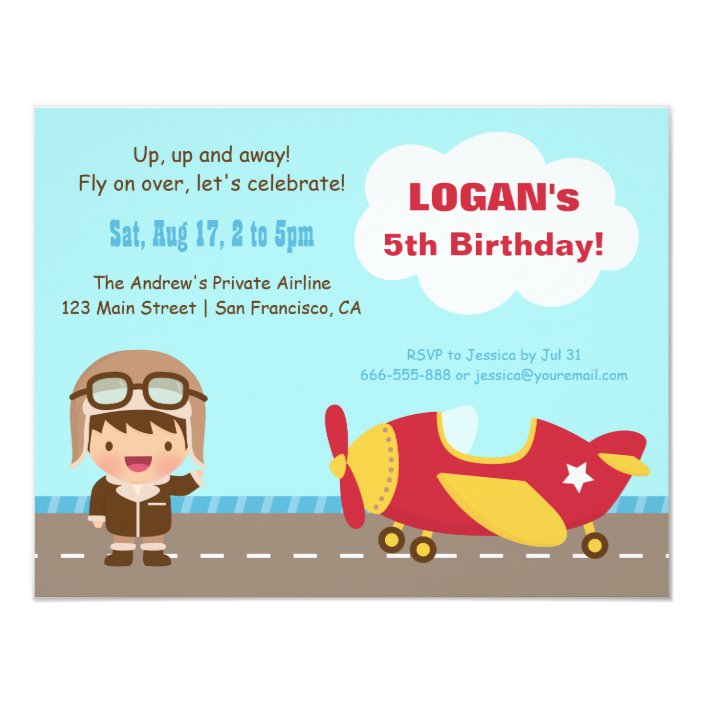 Aviator Boy Airplane Birthday Party Invitations | Zazzle.com