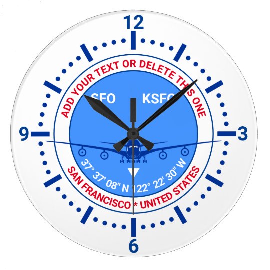 Aviator, Pilot, Traveler Tourist Customizable Large Clock | Zazzle.com