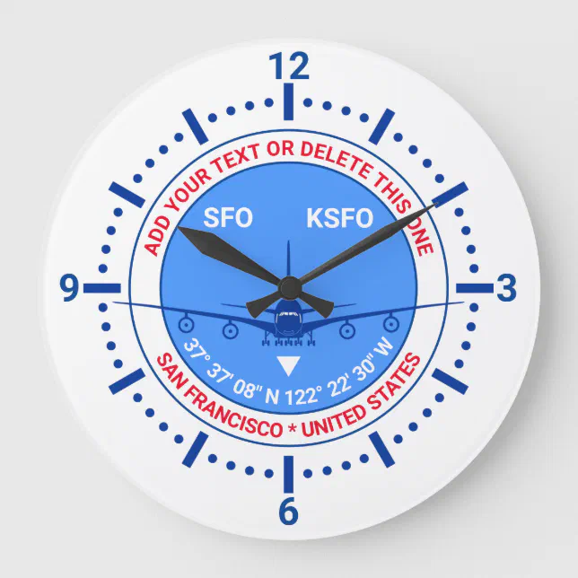 Aviator, Pilot, Traveler Tourist Customizable Large Clock | Zazzle