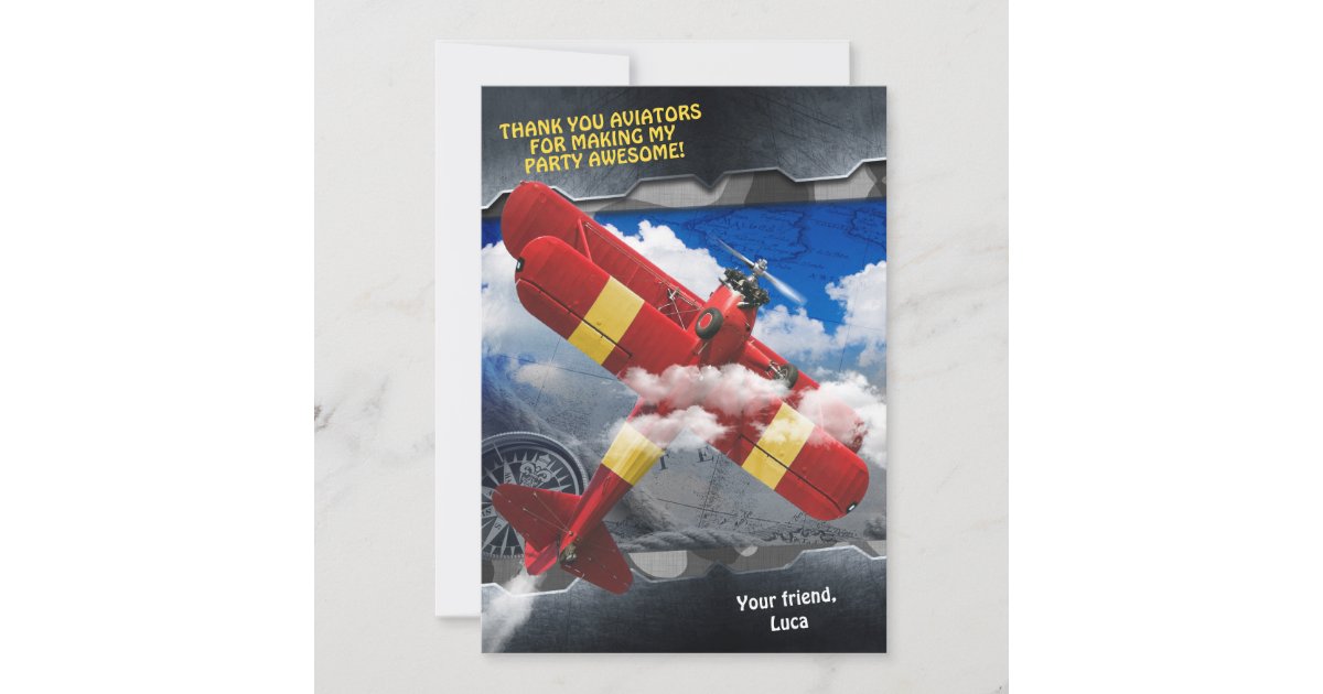 Aviator Plane Thank You Card | Zazzle