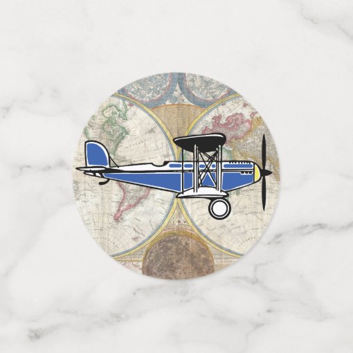 Aviator Planes & Vintage World Map Confetti | Zazzle