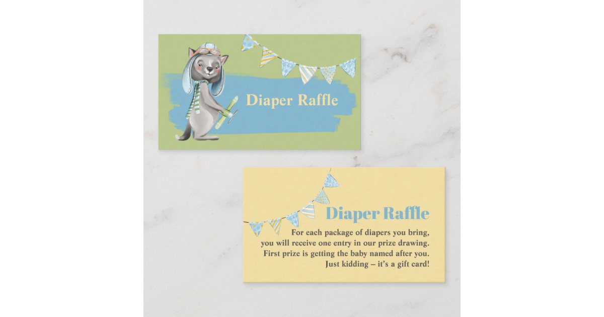 Aviator Wolf Baby Shower Diaper Raffle Business Card | Zazzle