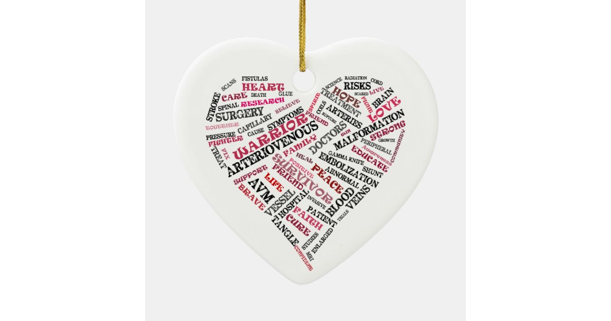 AVM Awareness Heart Ornament | Zazzle