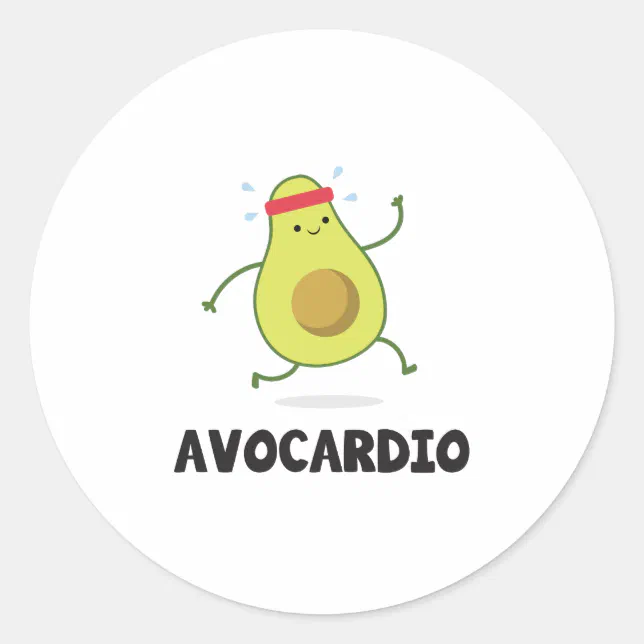 Avo Cardio Funny Workout Tropical Fruit Avocado Classic Round Sticker ...