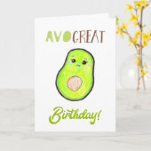 Avo great birthday kawaii hand drawn avocado cute card | Zazzle
