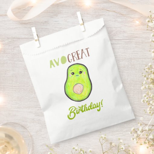 Avo great birthday kawaii hand drawn avocado cute favor bag | Zazzle