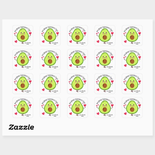 Avo Great Valentine's Day Avocado Valentine's Day Square Sticker | Zazzle