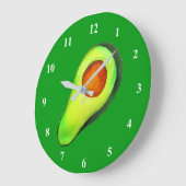 Avocado addict green cute art large clock | Zazzle