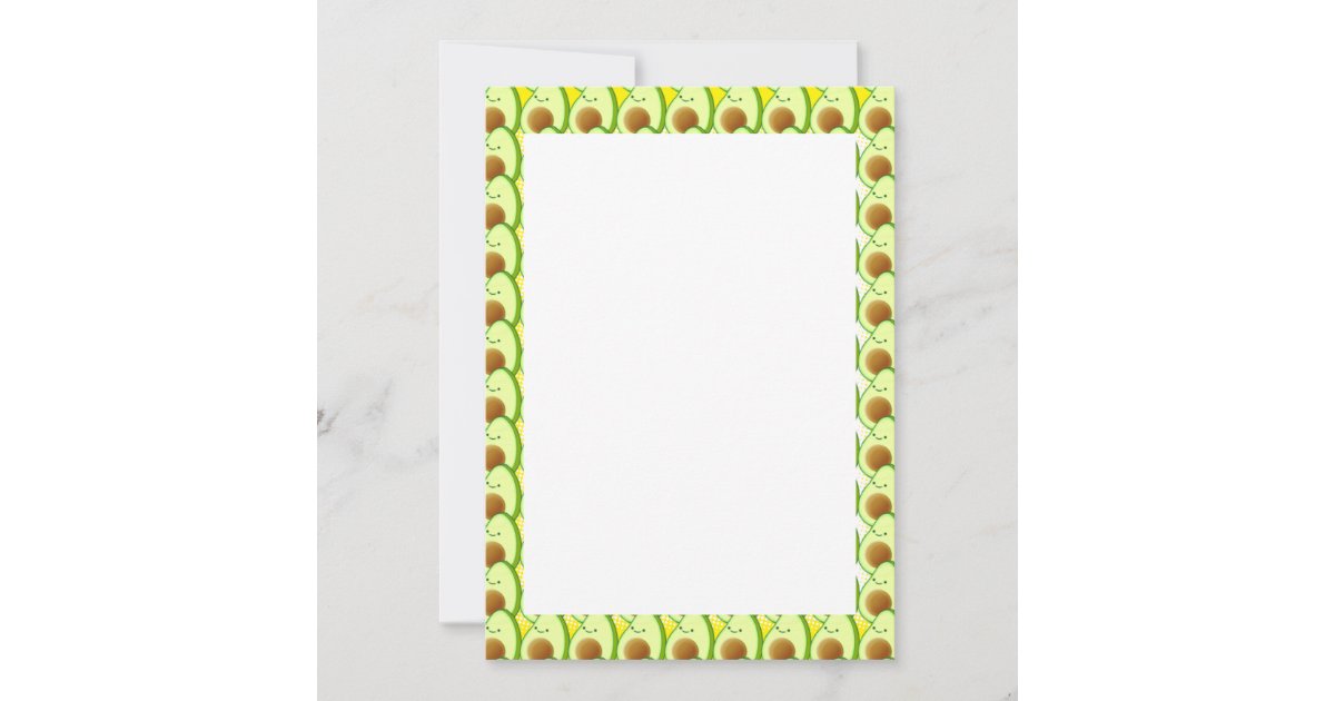 Avocado Drawing Border Blank Custom Text Invitation | Zazzle