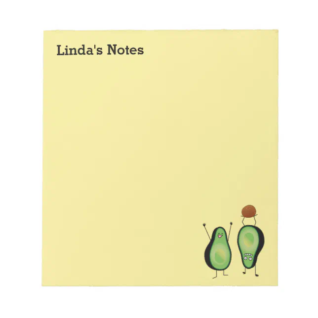 Avocado funny cheering handstand green pit notepad | Zazzle