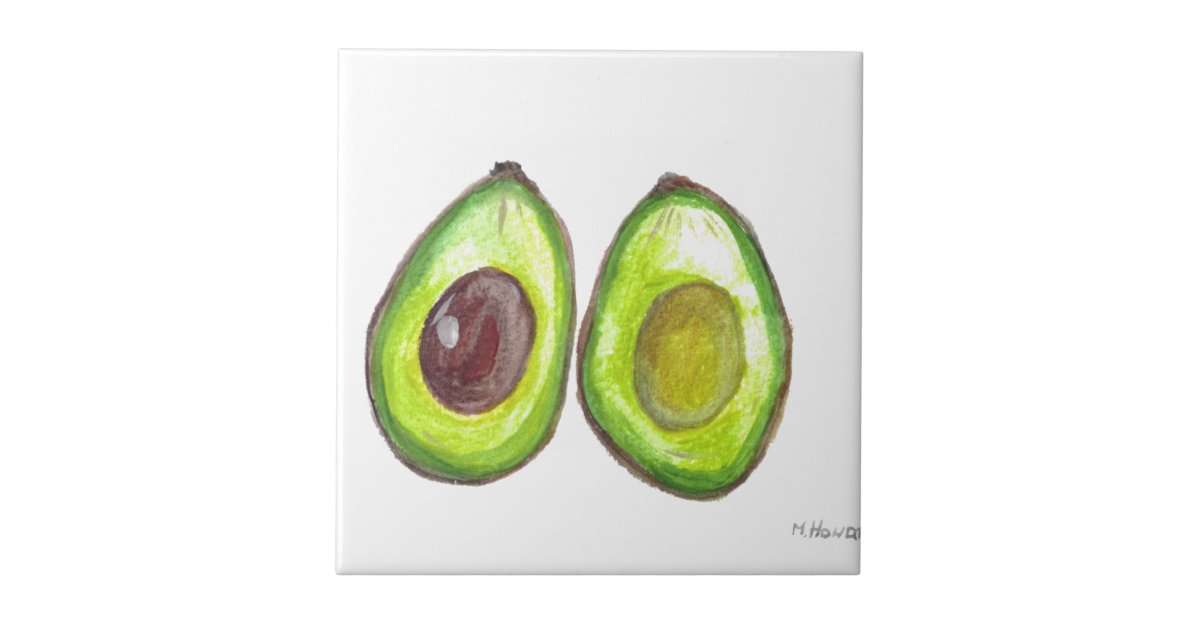 Avocado green fruit vegetable kitchen decor ceramic tile | Zazzle