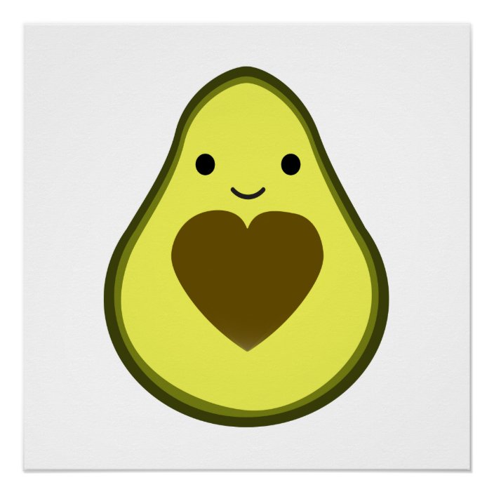 Avocado Love Cute Avocado with a heart Pit Poster | Zazzle.com
