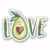 Avocado Love Watercolor Avaocado Heart Character Sticker | Zazzle