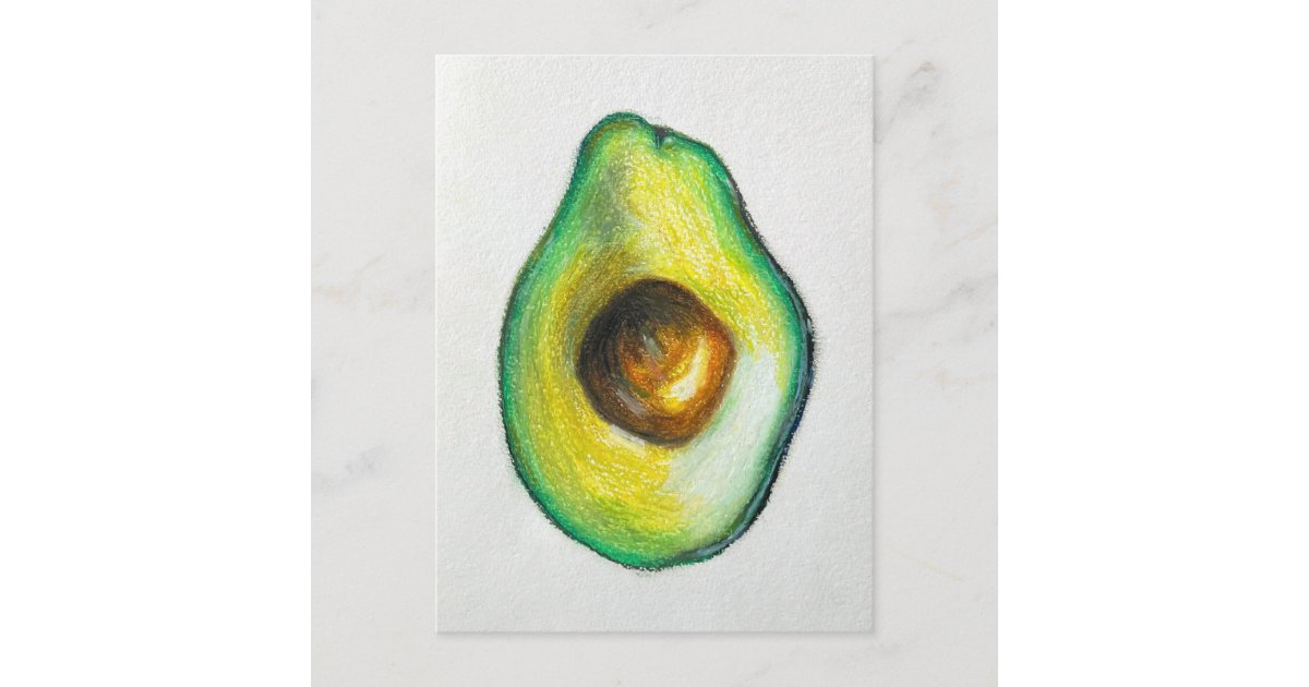 Avocado Oil Pastel Drawing Original Artwork Postcard | Zazzle