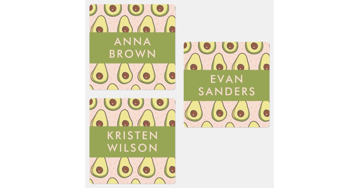 Avocado Pattern Kids Back to School Waterproof Labels | Zazzle