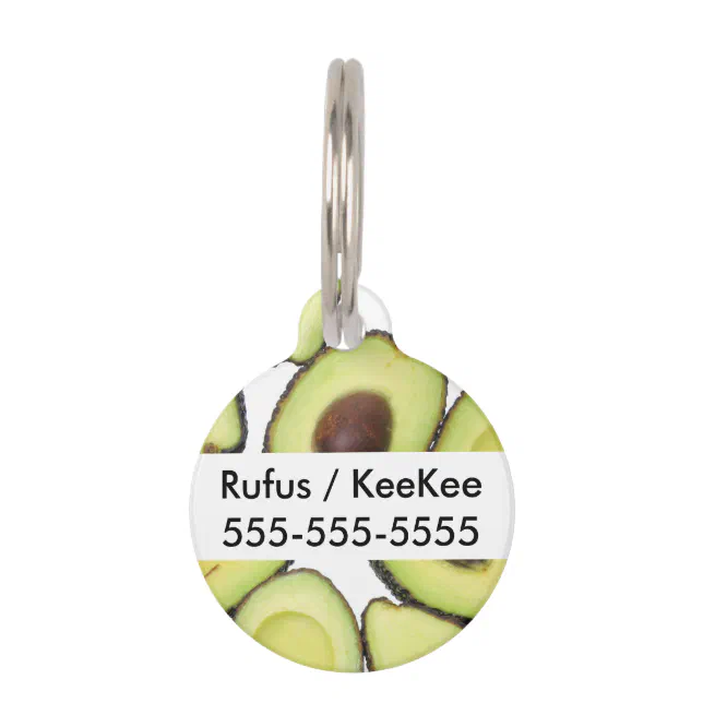 Avocado Pattern Pet Name Tag | Zazzle