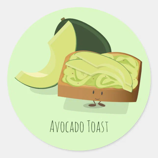 Avocado Toast cartoon | Sticker | Zazzle