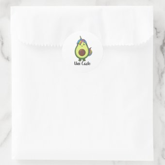 Avocado Unicorn Funny Avocados Unicorns Uni Cado Classic Round Sticker ...
