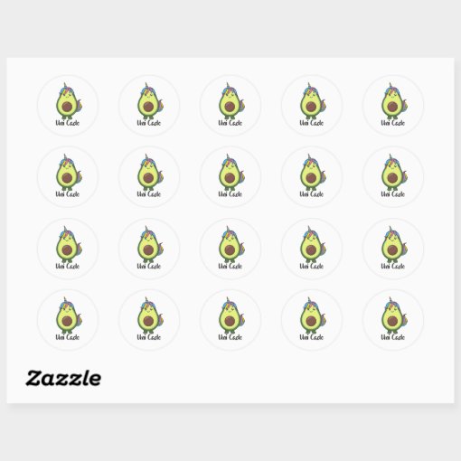 Avocado Unicorn Funny Avocados Unicorns Uni Cado Classic Round Sticker ...