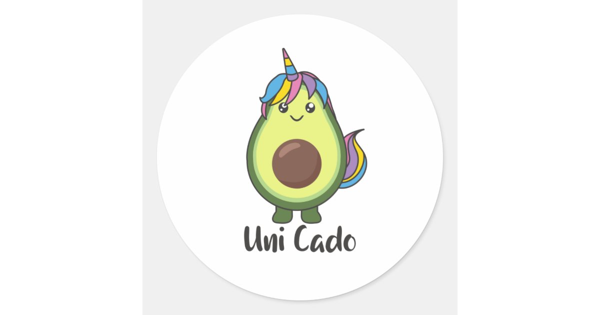 Avocado Unicorn Funny Avocados Unicorns Uni Cado Classic Round Sticker ...