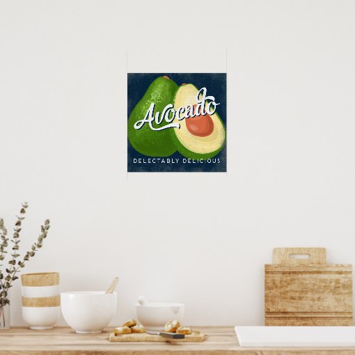 Avocado Vintage Fruit Label Vegetable Poster | Zazzle