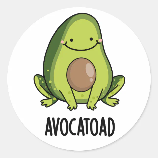 Avocatoad Funny Avocado Toad Pun Classic Round Sticker | Zazzle