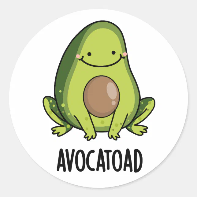 Avocatoad Funny Avocado Toad Pun Classic Round Sticker | Zazzle