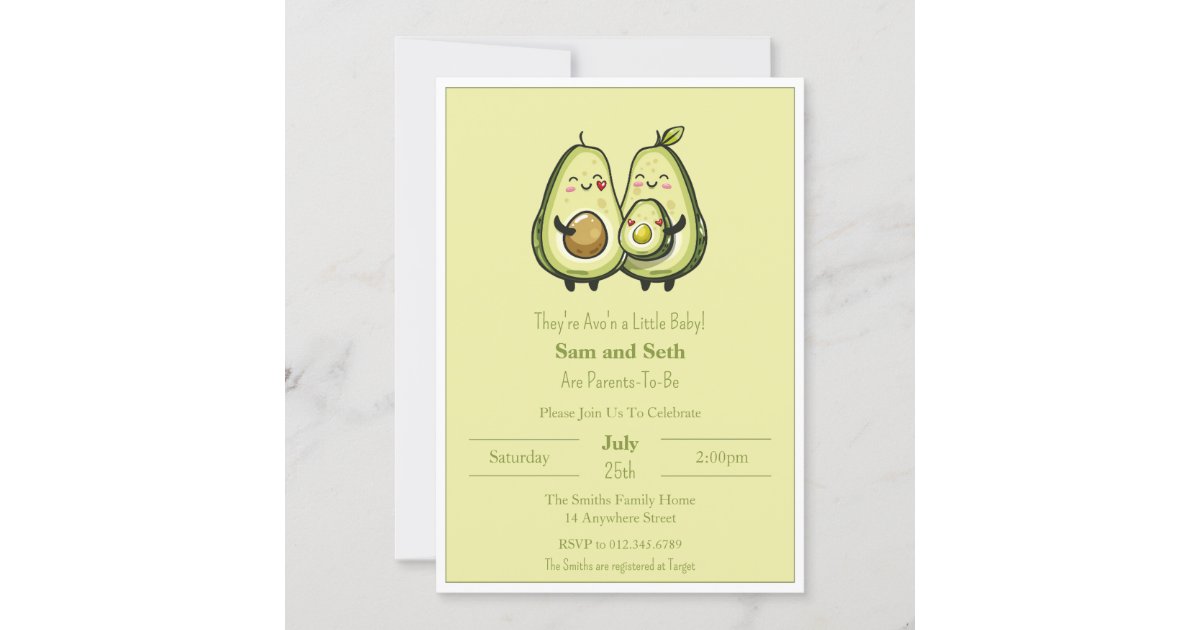 Avo'n a Baby Avocado Baby Shower Invitation | Zazzle
