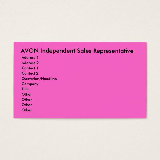 AVON Independent Sales Representative, Address ... Business Card ...