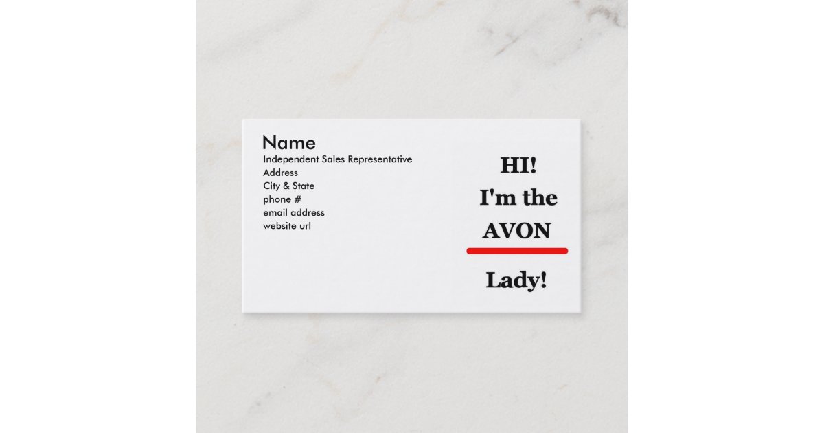 Avon lady business or profile card | Zazzle