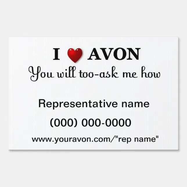 AVON representative yard sign | Zazzle
