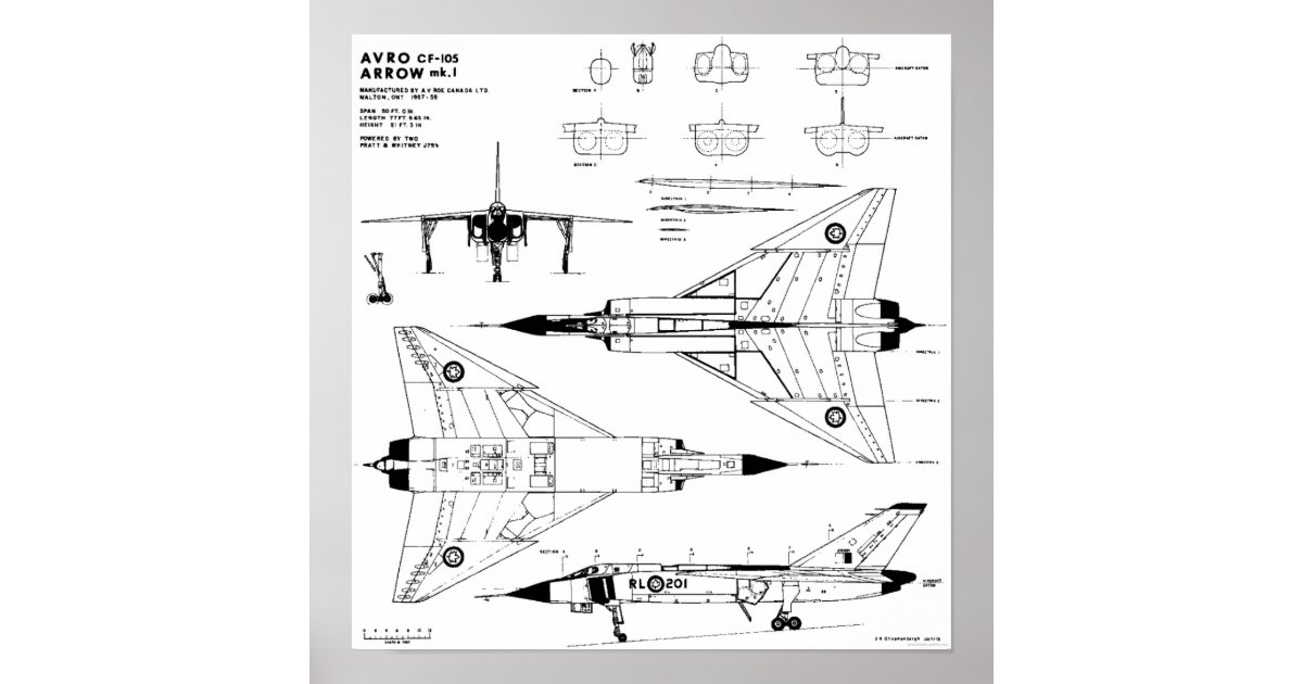 Avro Arrow Blueprints Poster | Zazzle