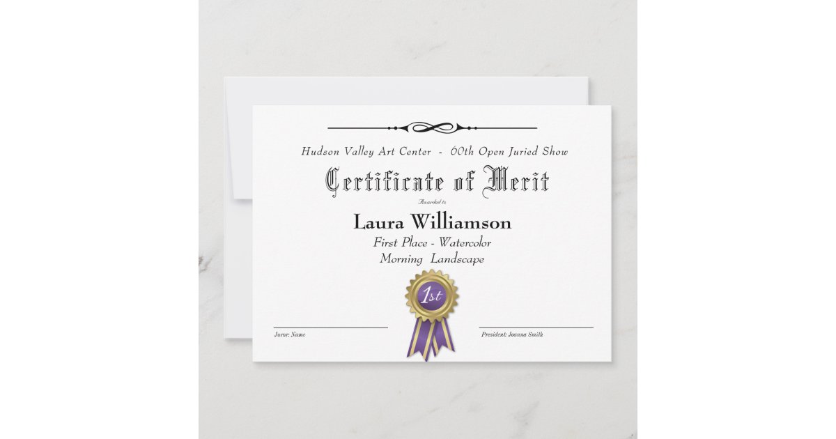 AWARD CERTIFICATE FOR ART SHOWS | Zazzle