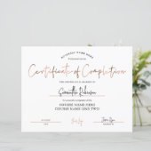 Award Certificate of Completion Bronze Rose Gold | Zazzle