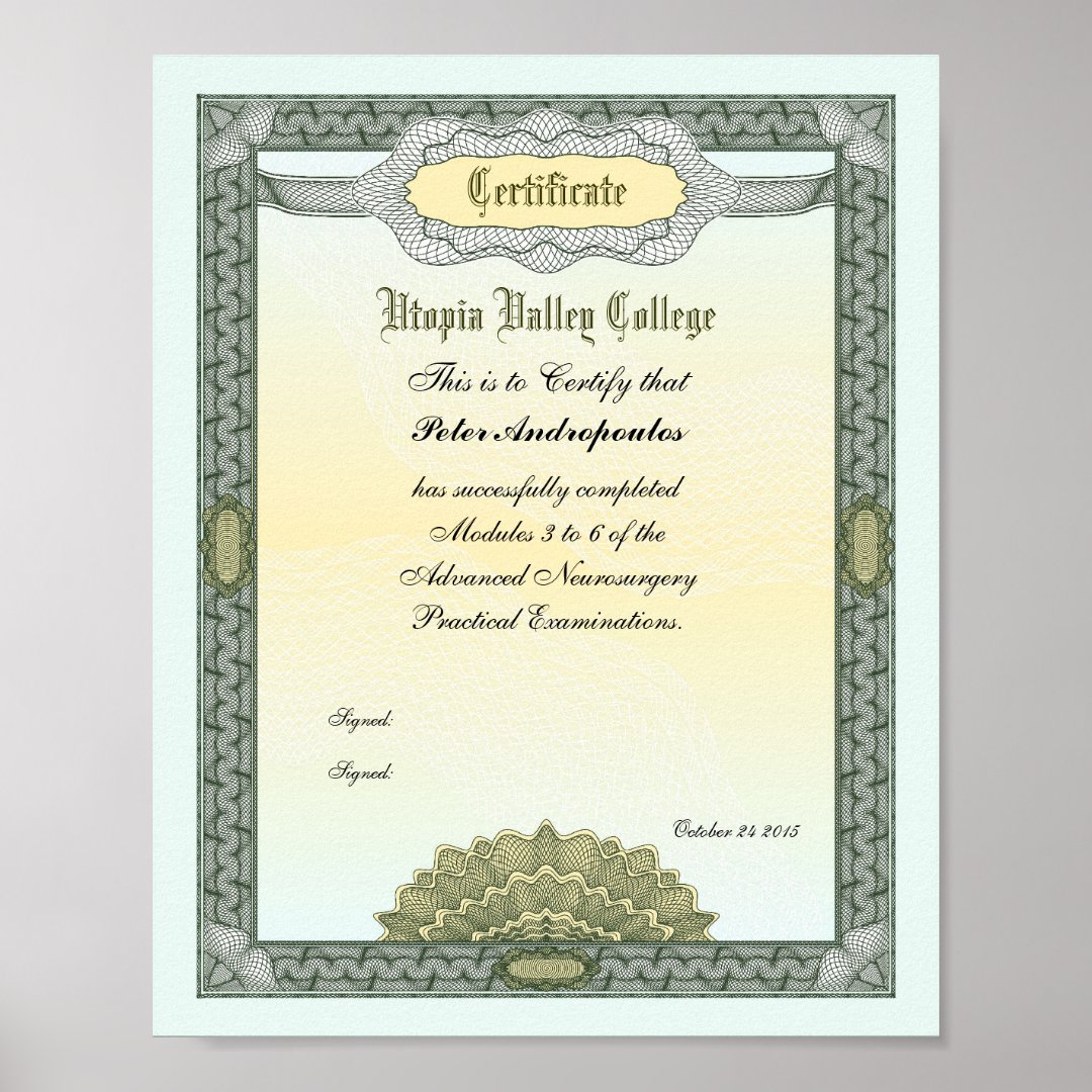 Award Certificate Poster | Zazzle