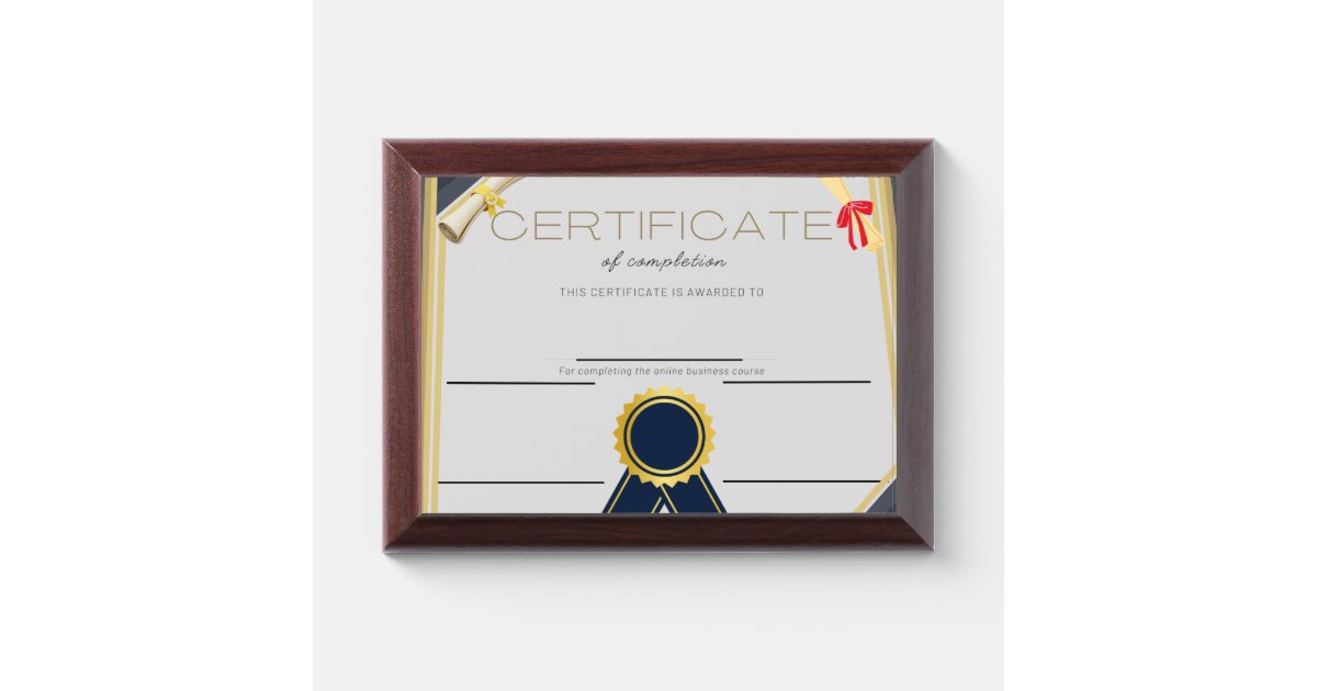 Award Plaque of Completion | Zazzle