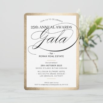 AWARDS GALA DINNER elegant business gold black Invitation | Zazzle