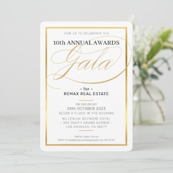 AWARDS GALA DINNER modern business elegant gold Invitation | Zazzle