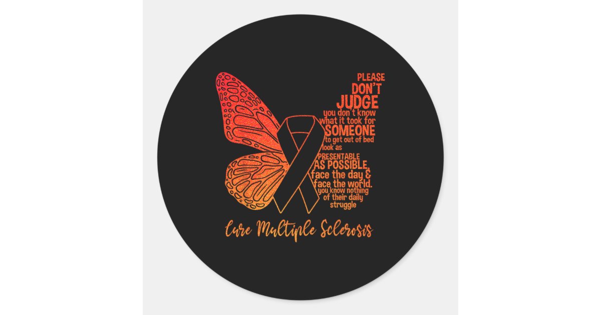 Awareness Butterfly Multiple Sclerosis Awareness Classic Round Sticker ...