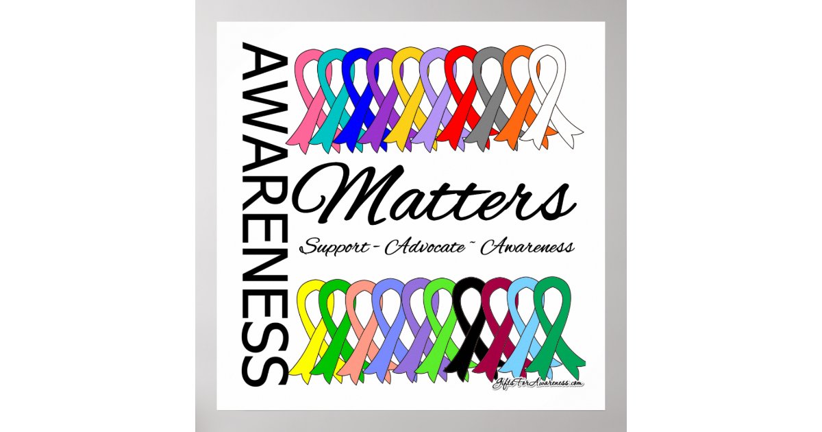 Awareness Matters Ribbons Of Cancer Poster | Zazzle