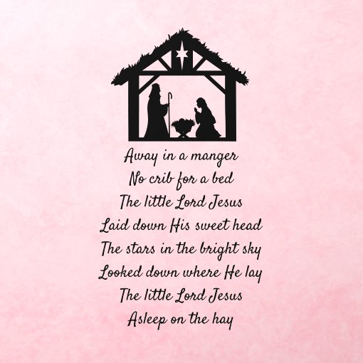 Away In A Manger Christmas Carol Lyrics Nativity Wall Decal | Zazzle