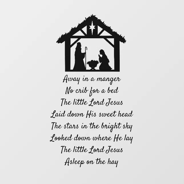 Away In A Manger Christmas Carol Lyrics Nativity Wall Decal | Zazzle