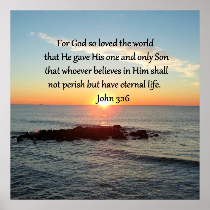 AWE-INSPIRING JOHN 3:16 SUNRISE POSTER | Zazzle.com