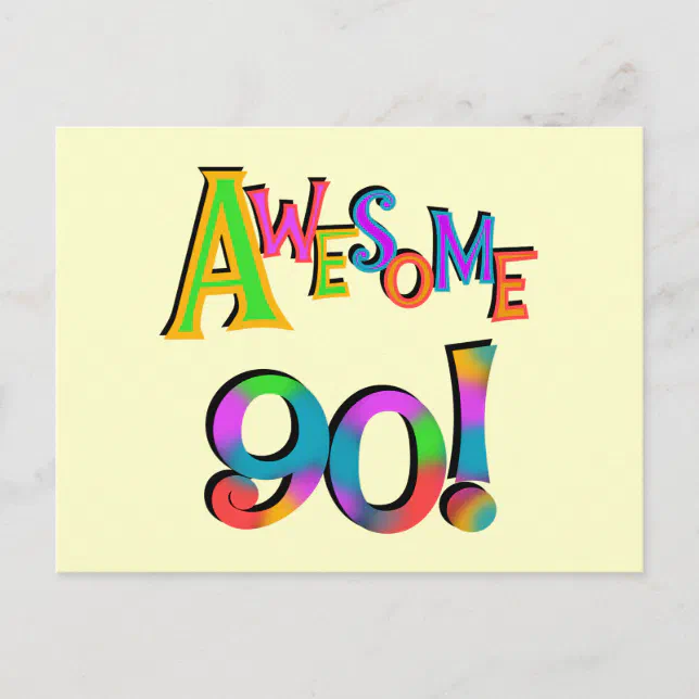 Awesome 90 Birthday T-shirts and Gifs Postcard | Zazzle