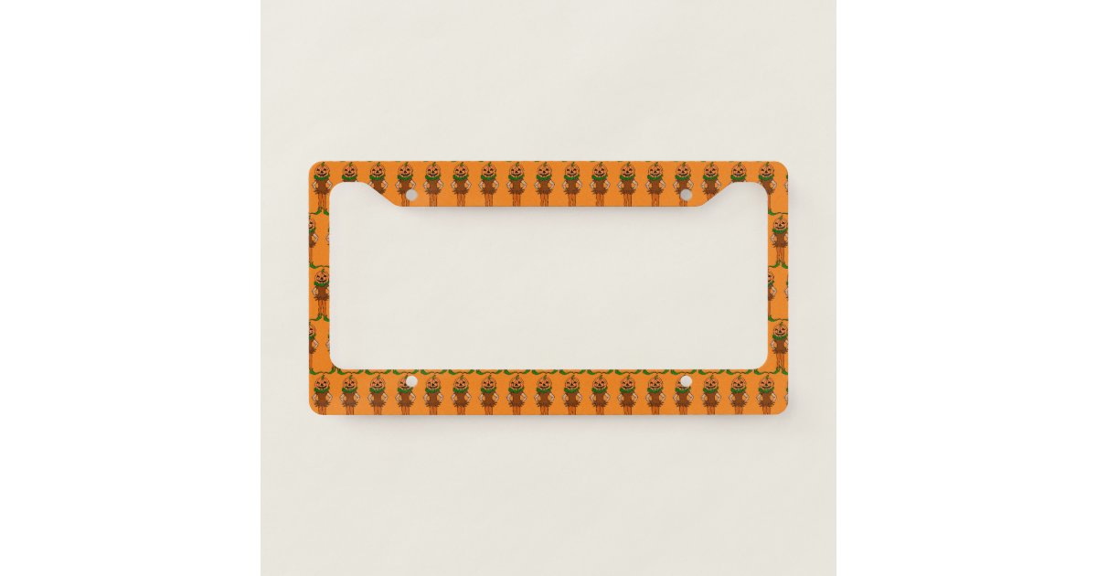 Awesome Amazing Cool Pumpkin Head Halloween License Plate Frame | Zazzle